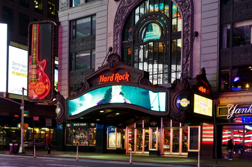 The Hard Rock Cafe in Times Square Stands Out in a Sea of Busy ...